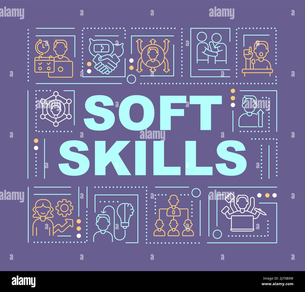 Essential soft skills word concepts dark purple banner Stock Vector ...