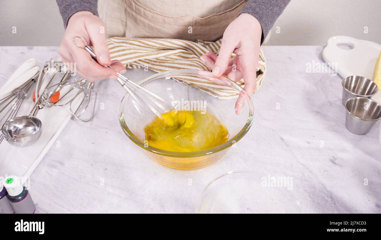 Step by step. Mixing ingredient in a mixing bowl to bake vanilla Mardi ...