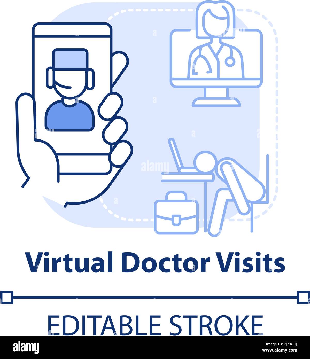 Virtual doctor visits light blue concept icon Stock Vector Image & Art ...