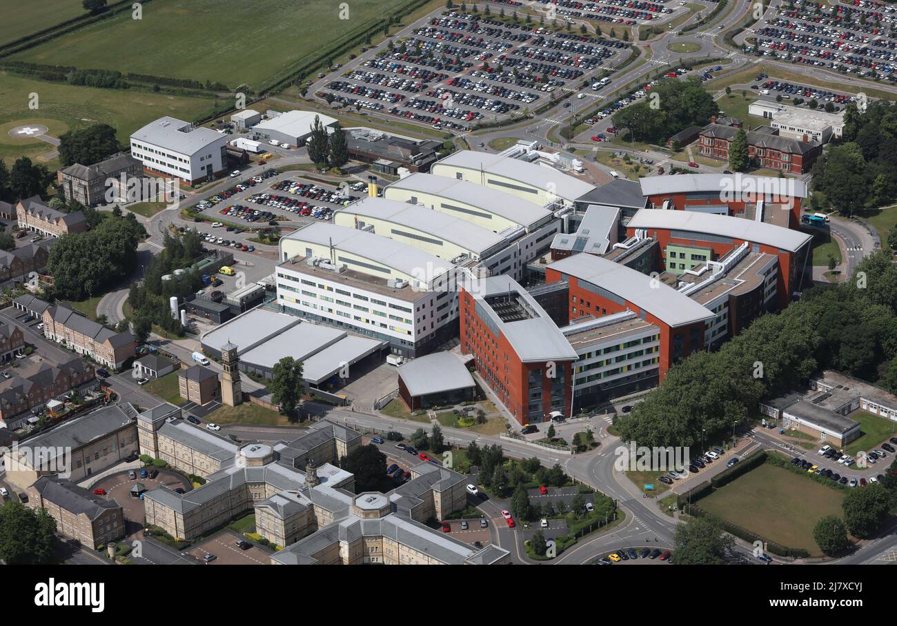 aerial view of Pinderfields General Hospital, Wakefield, West Yorkshire ...