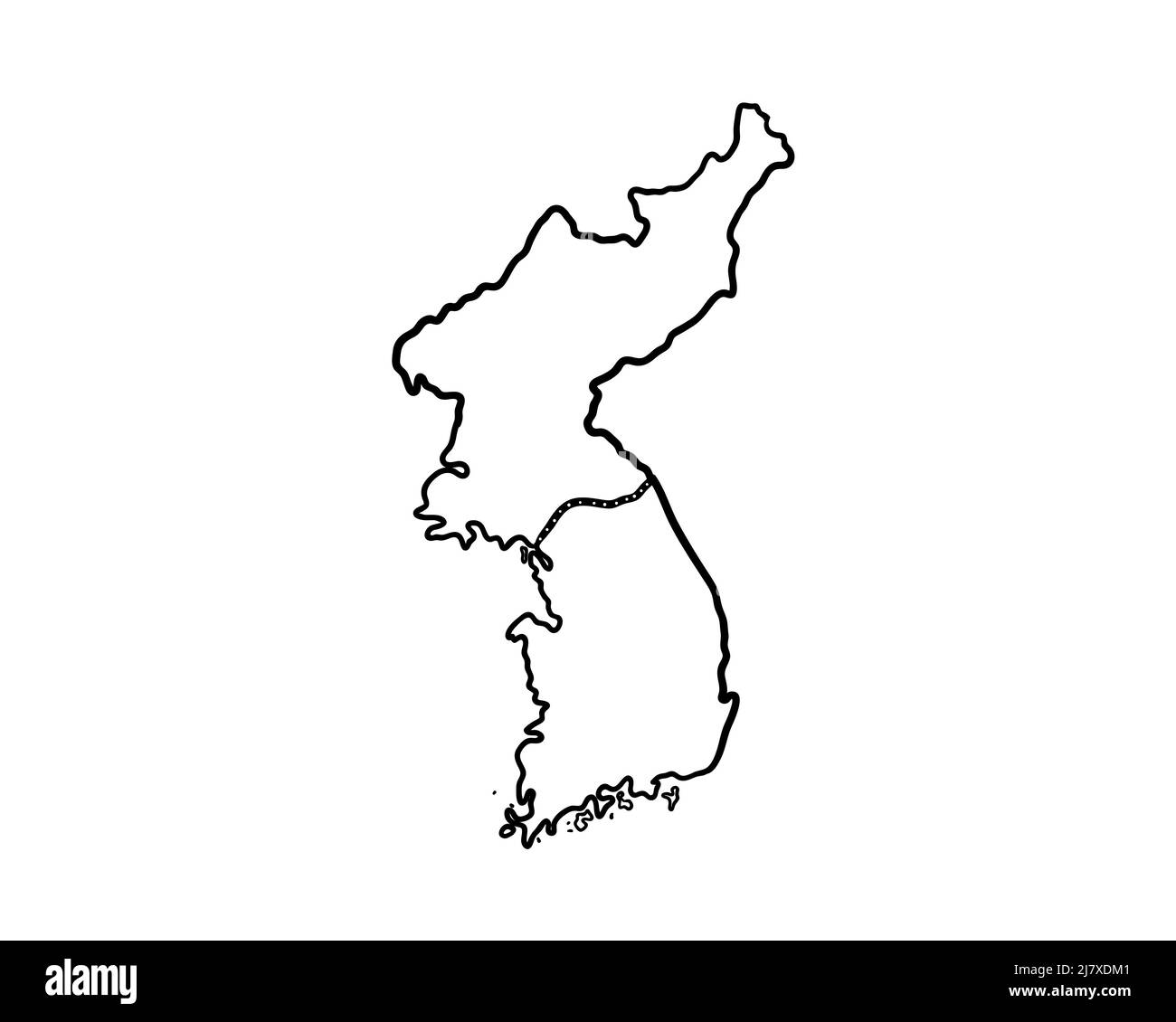 Korea - Hand-Drawn Map lllustration Stock Photo - Alamy
