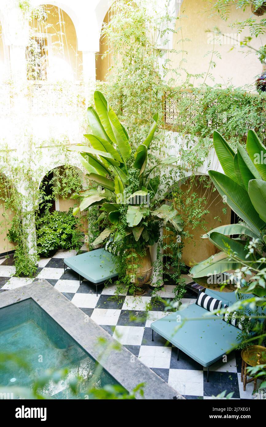 Traveling in Morocco. Traditional Riad in Marrakech Stock Photo - Alamy