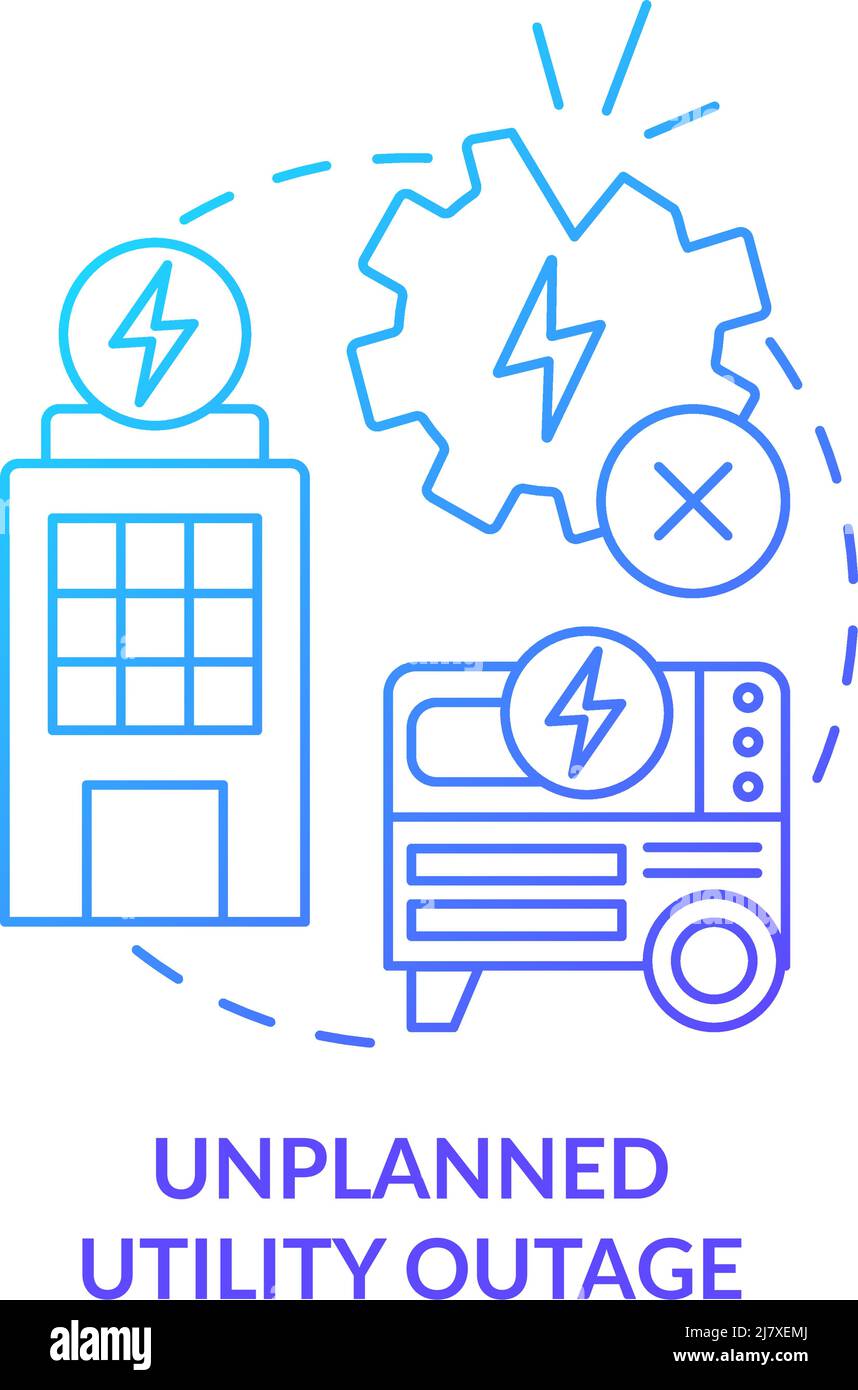 Unplanned utility outage blue gradient concept icon Stock Vector Image ...