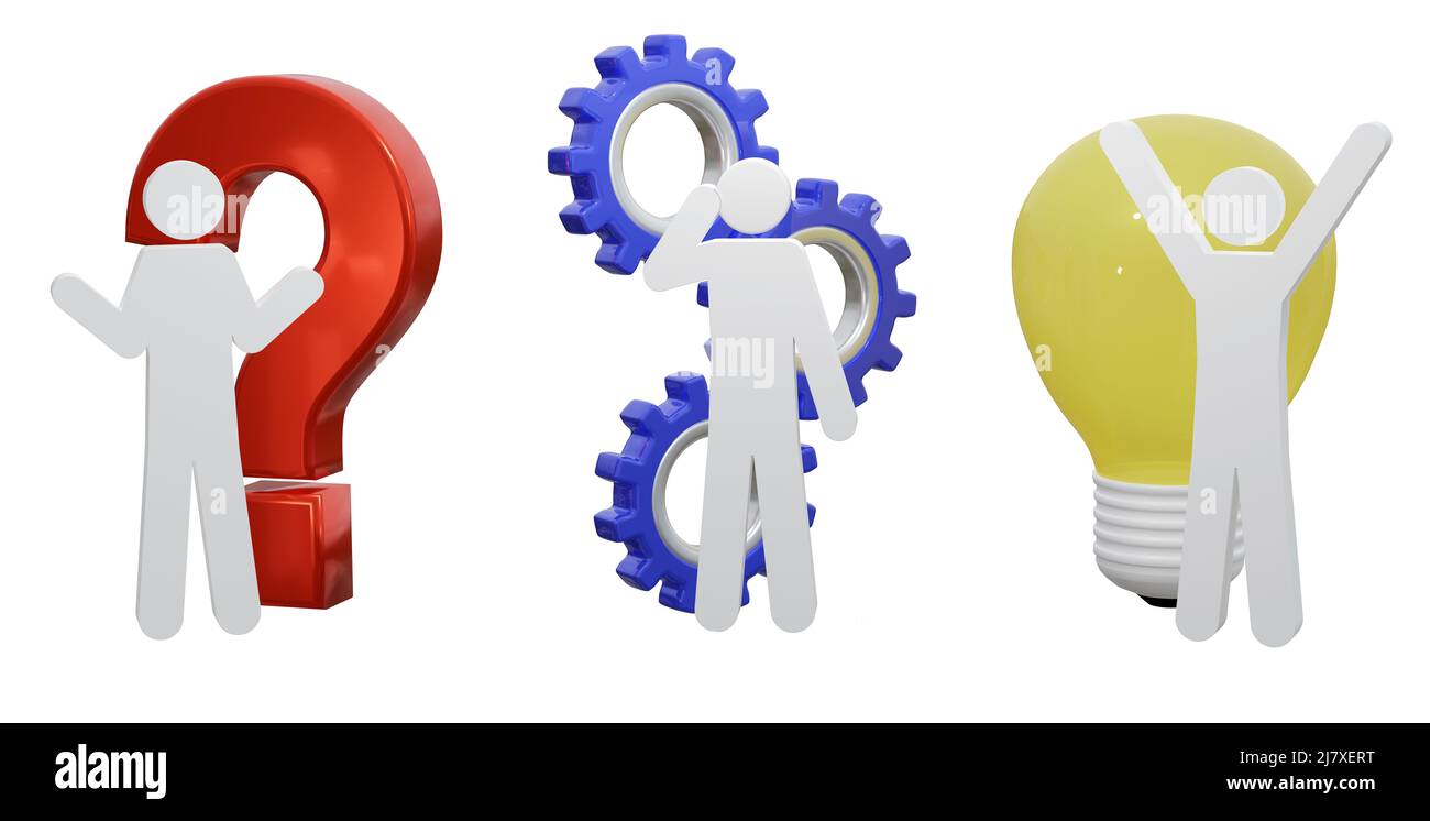 3d figures with function and implementation symbols. 3d rendering Stock ...