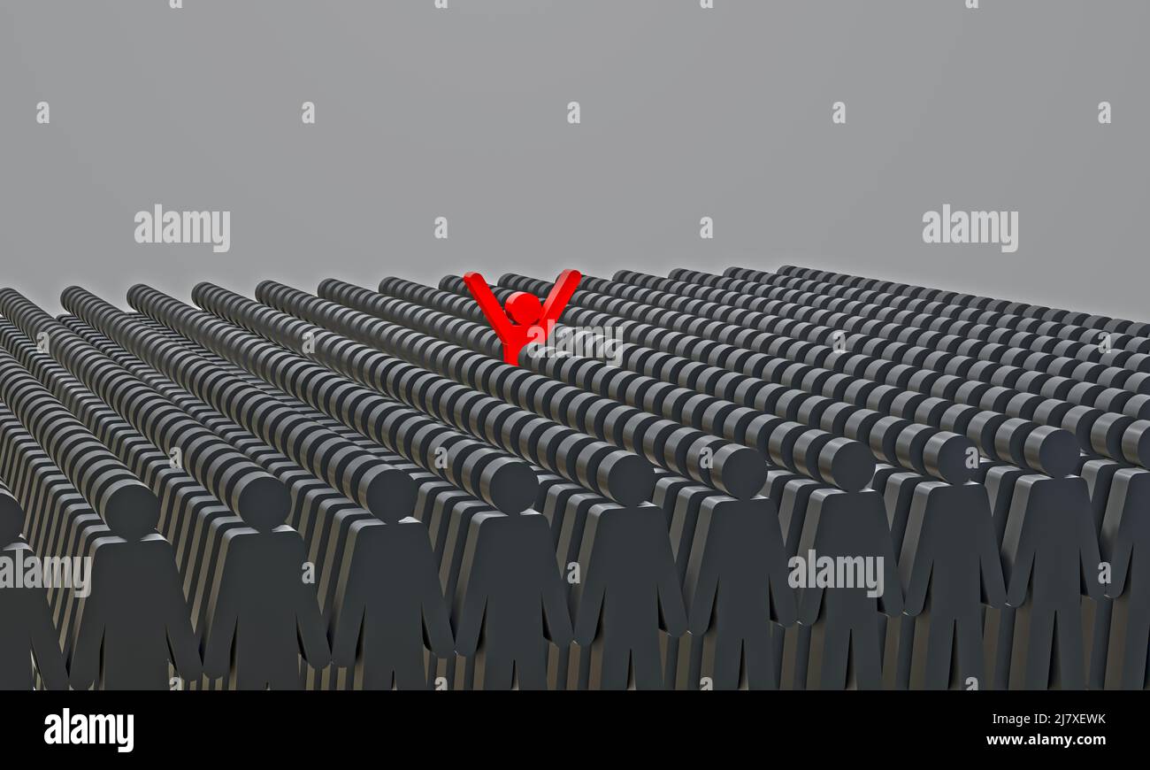 Concept: Standing out from a crowd. 3d rendering Stock Photo - Alamy