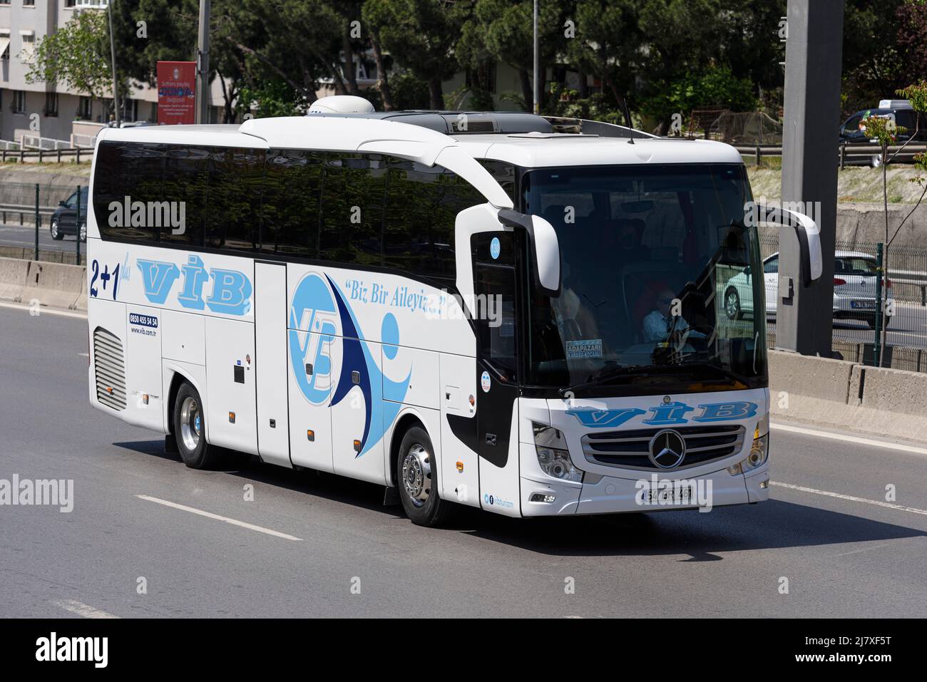 ISTANBUL, TURKEY - MAY 1, 2022: Travel company bus Mercedes-Benz ...