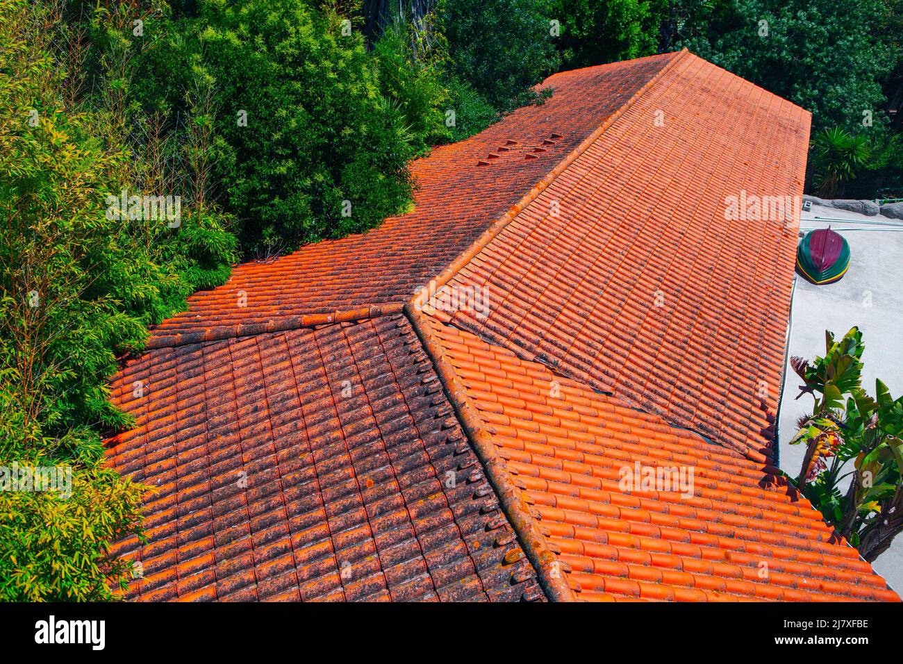 Tiled roof view from above . Barn in tropical park Stock Photo - Alamy