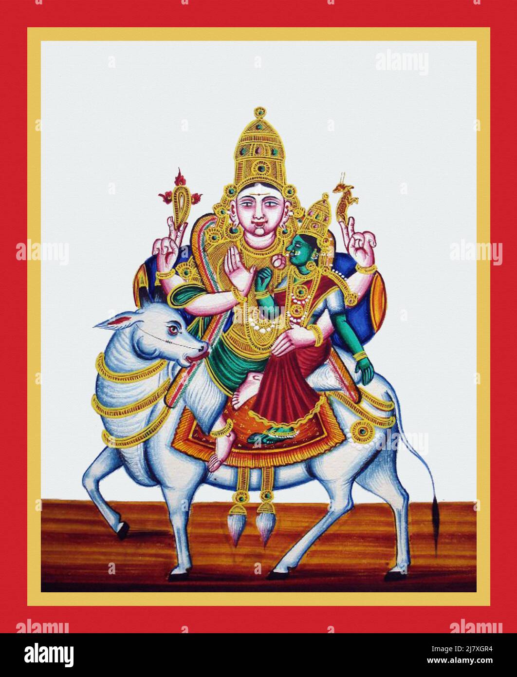 Shiva and Parviti ride on the back of Nandi Stock Photo - Alamy