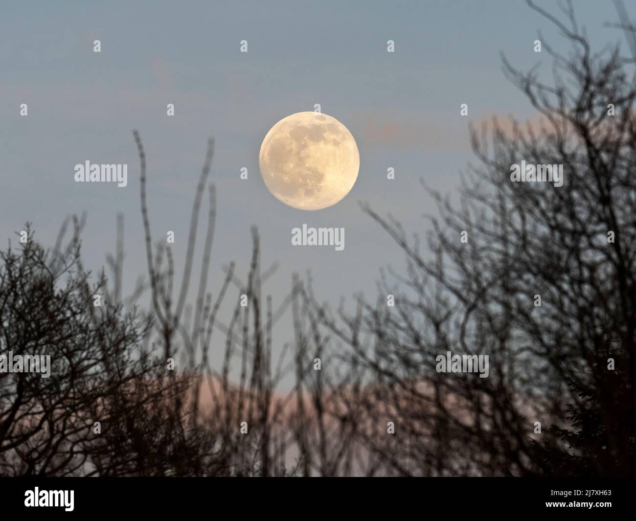 A full moon over Austwick, Yorkshire Dales, UK Stock Photo - Alamy