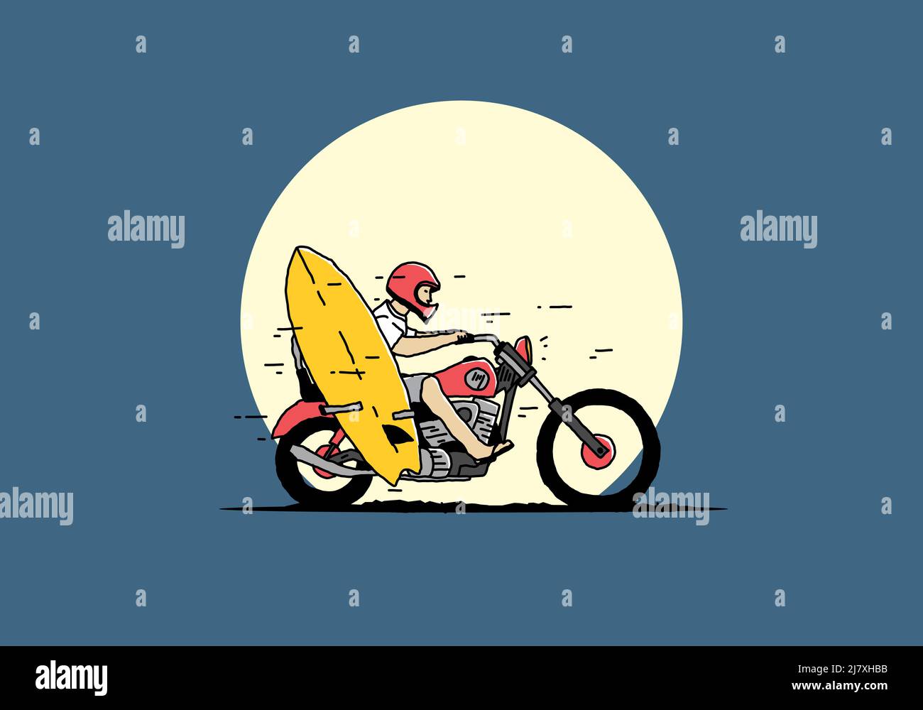 Ride motorcycle with surfing board illustration design Stock Vector ...