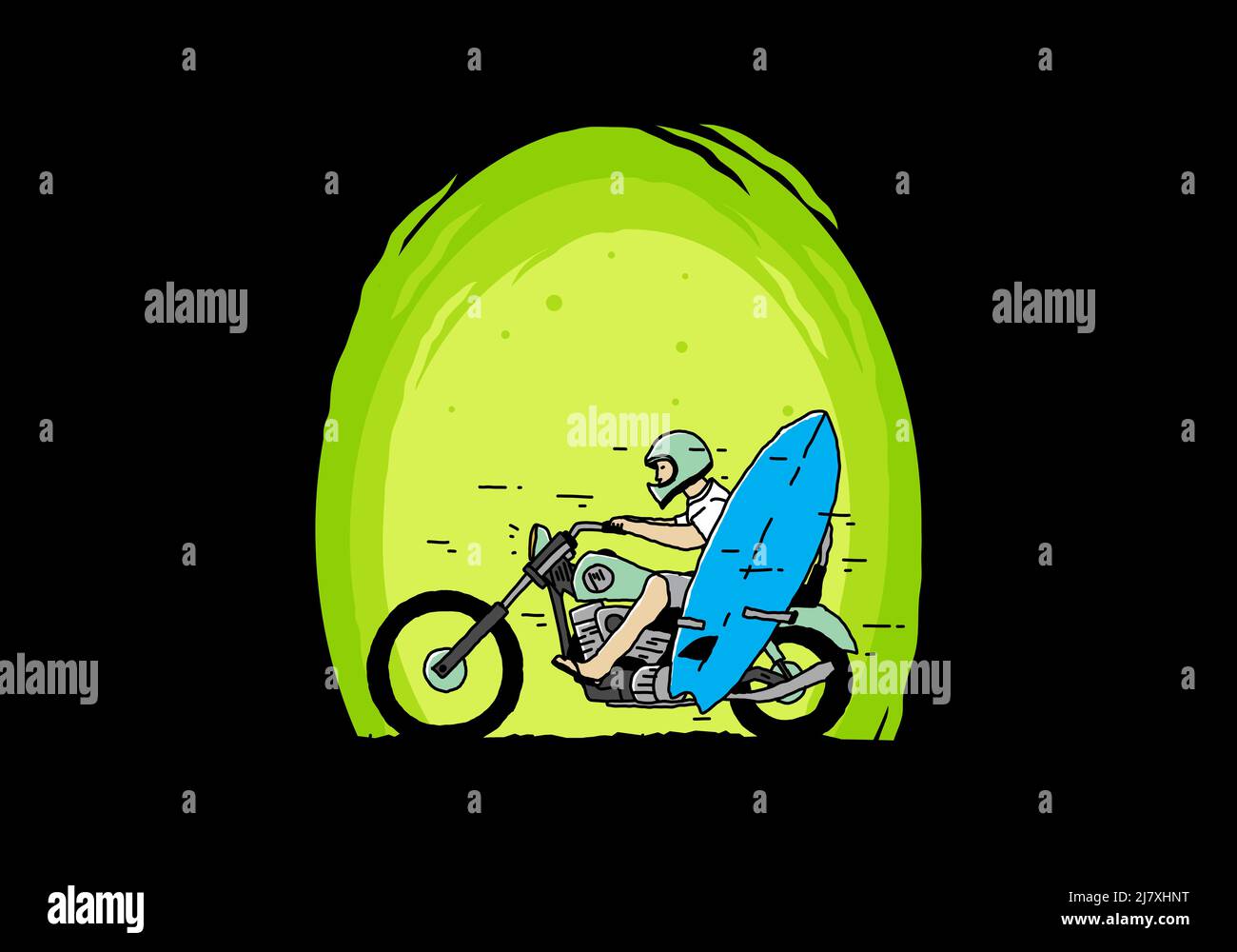Ride motorcycle with surfing board illustration design Stock Vector ...