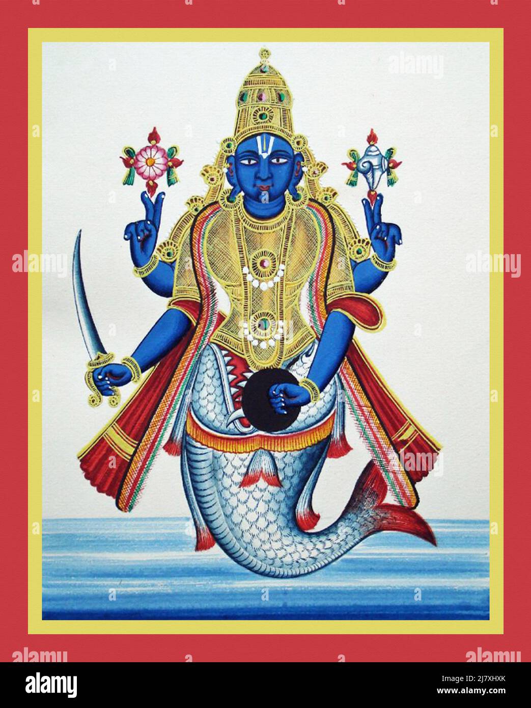 Matsya shown as half man, half fish Stock Photo - Alamy