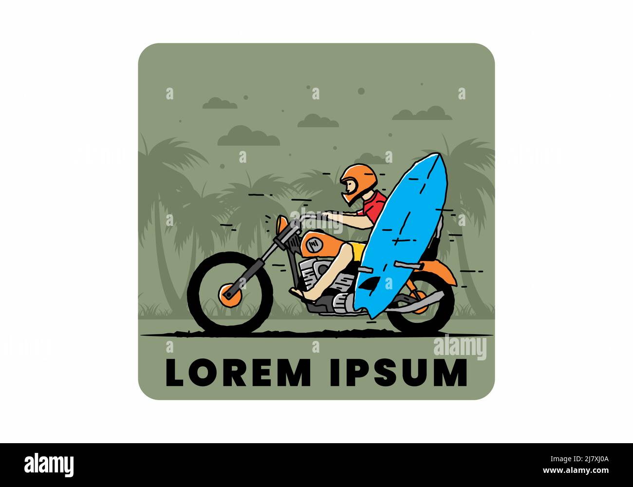Ride motorcycle with surfing board illustration design Stock Vector ...