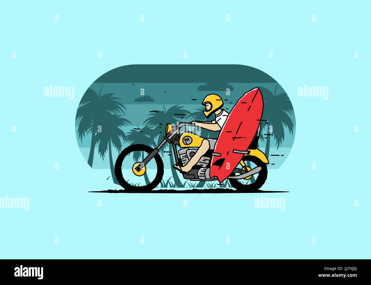 Ride motorcycle with surfing board illustration design Stock Vector ...