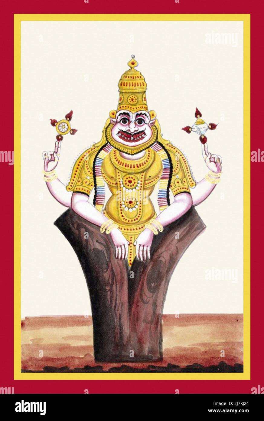Narahsiṁha emerging from a pillar Stock Photo - Alamy