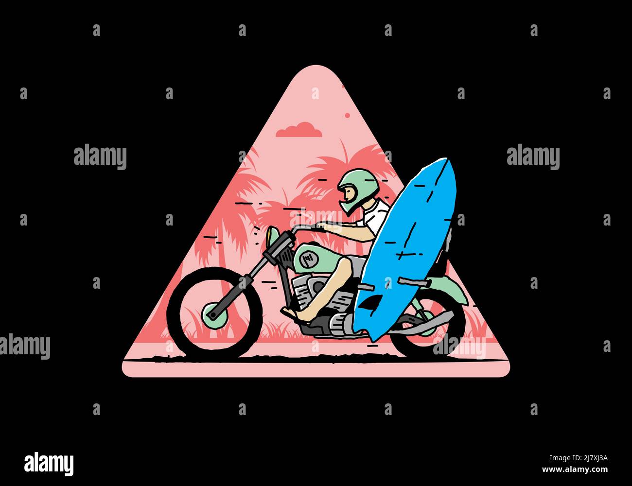 Ride motorcycle with surfing board illustration design Stock Vector ...