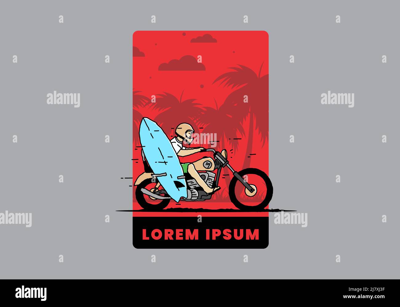 Ride motorcycle with surfing board illustration design Stock Vector ...