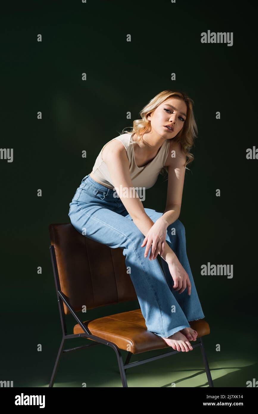 Woman Barefoot Jeans