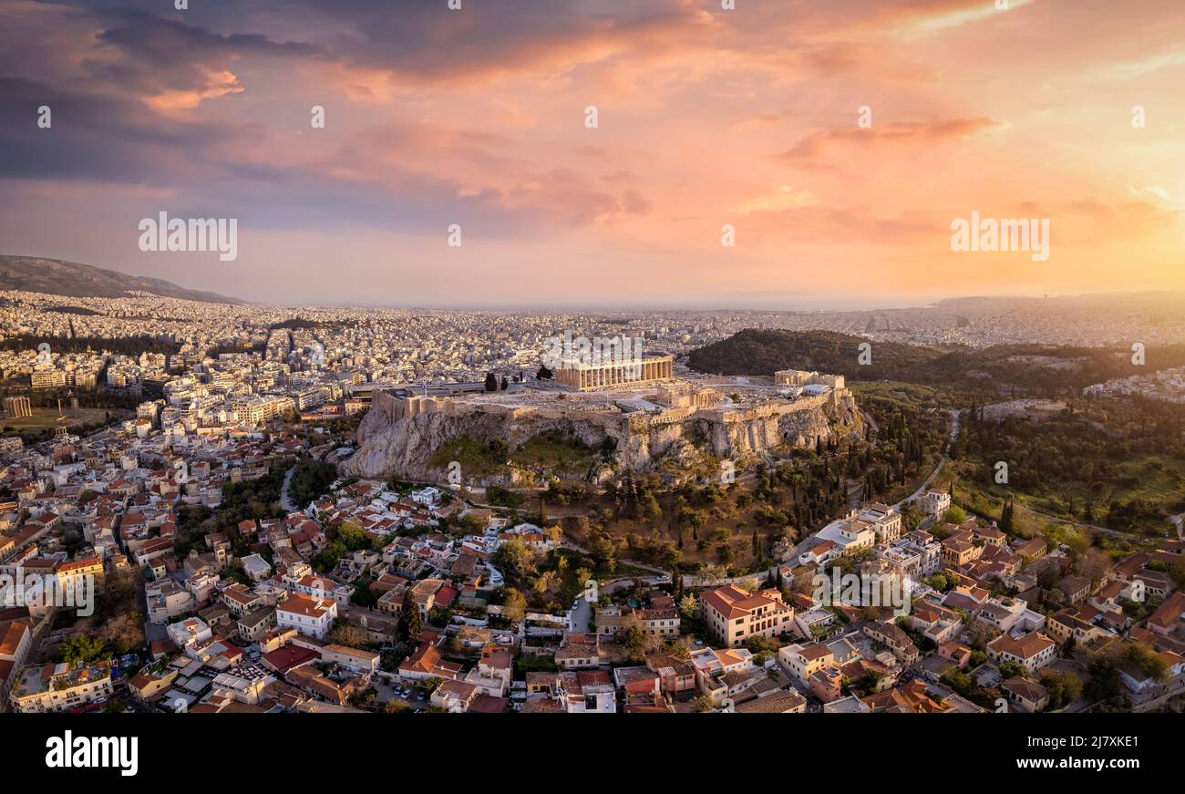 Beautiful, panoramic view of the Acropolis of Athens, Greece Stock ...