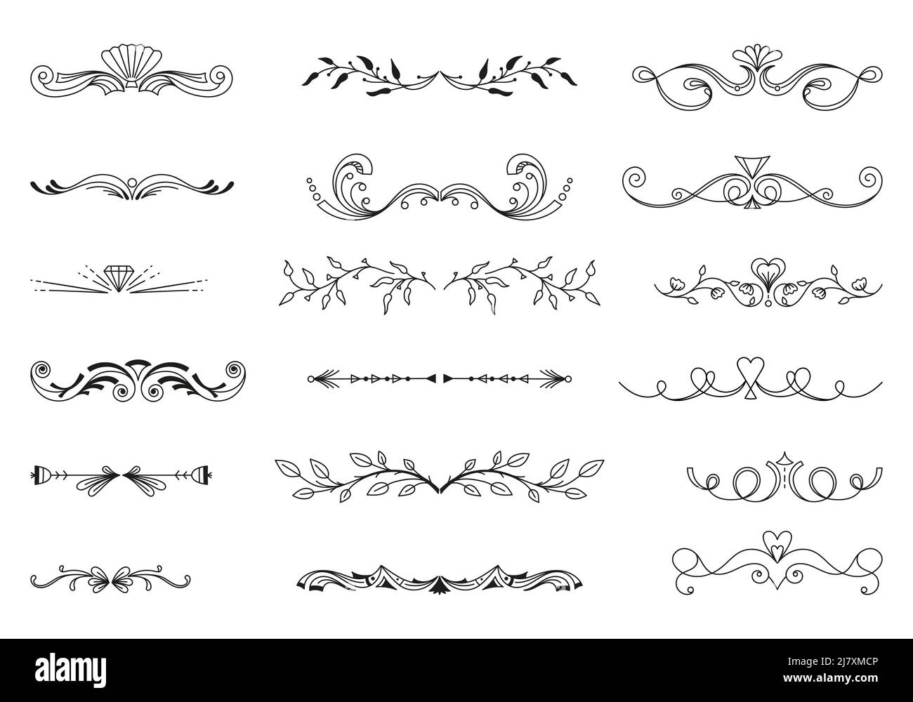 Divider Thin Line Element Vector Set Border Underline On Text Page