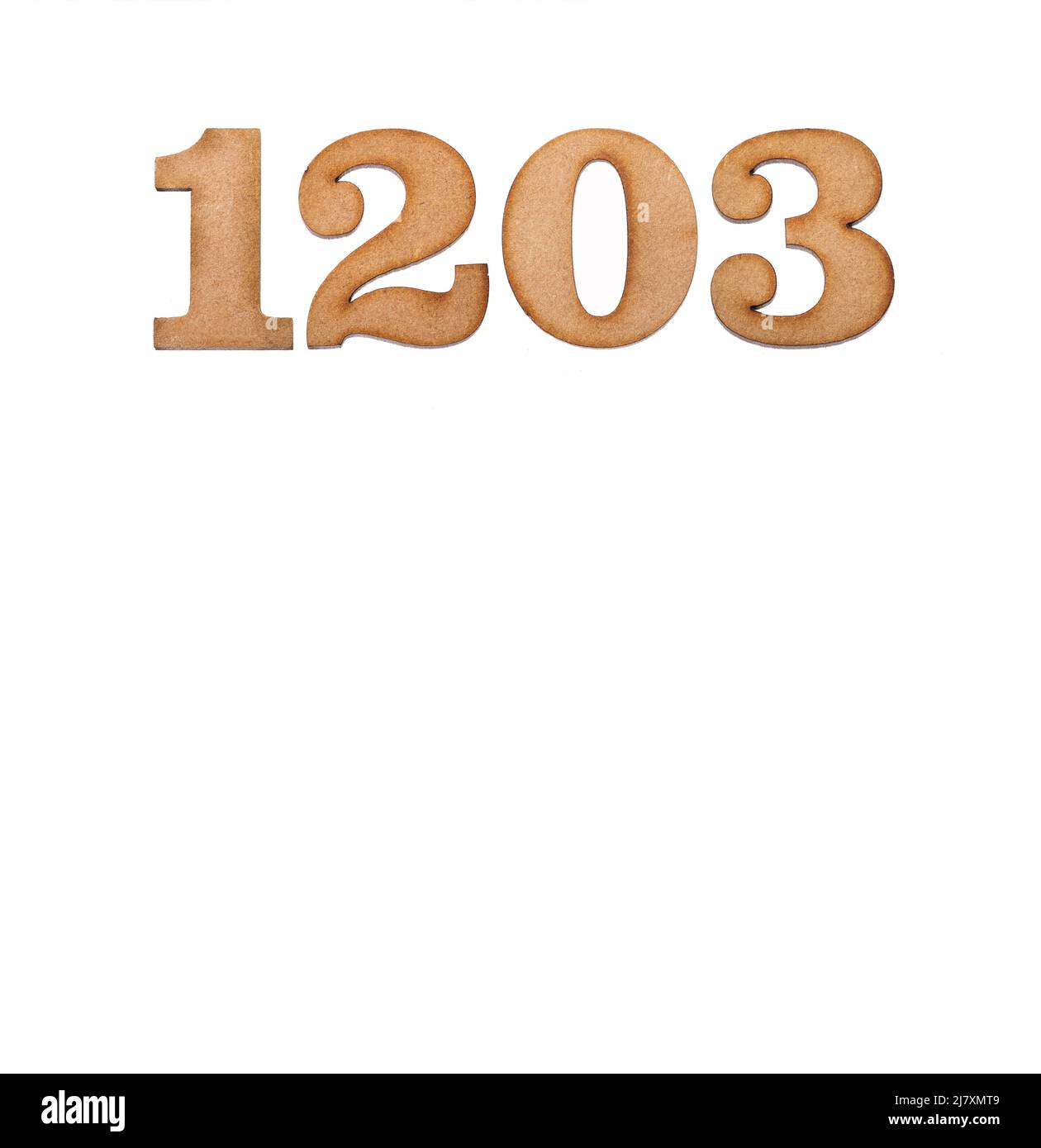 Number 1203 in wood, isolated on white background Stock Photo - Alamy