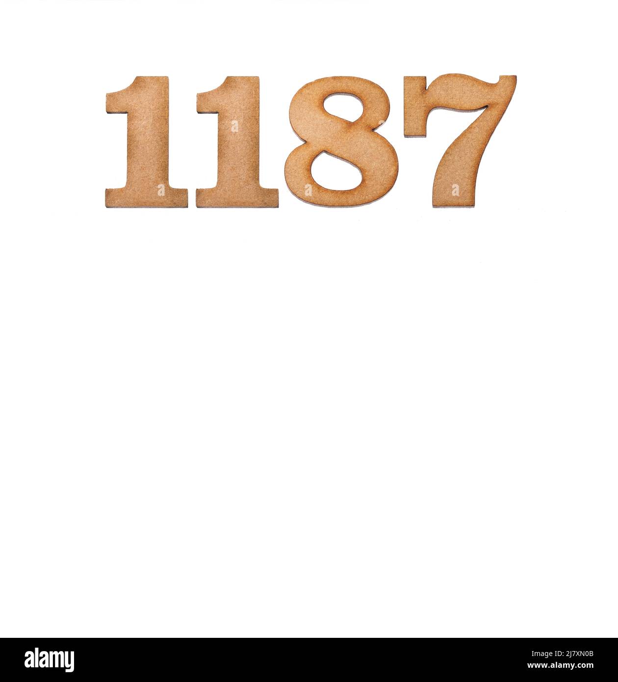 Number 1187 in wood, isolated on white background Stock Photo - Alamy