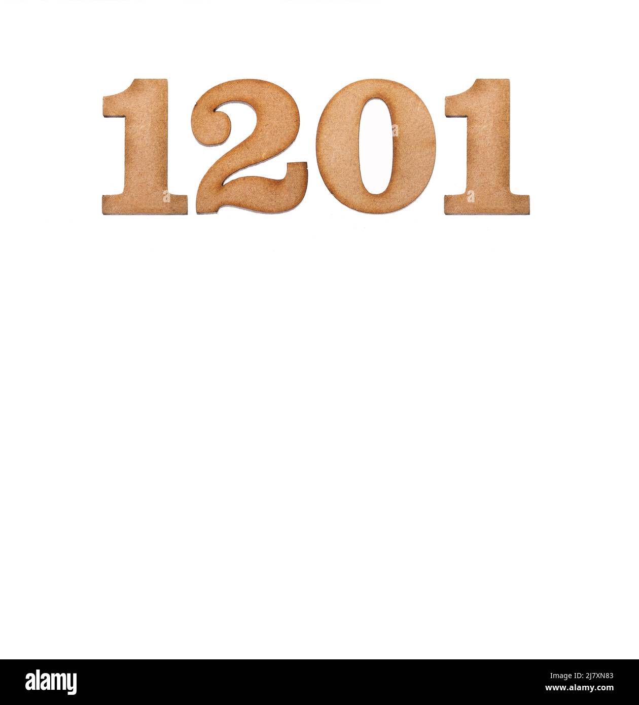 Number 1201 in wood, isolated on white background Stock Photo - Alamy