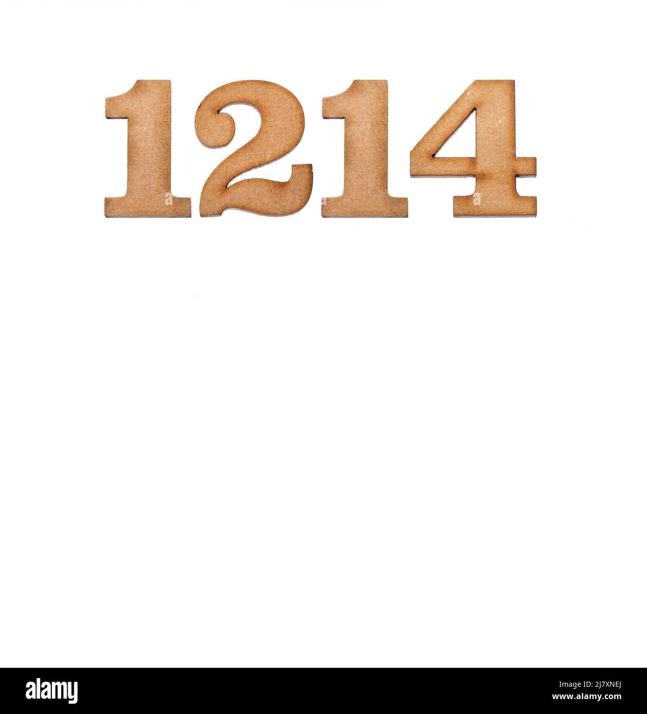 Number 1214 - Piece of wood isolated on white background Stock Photo ...