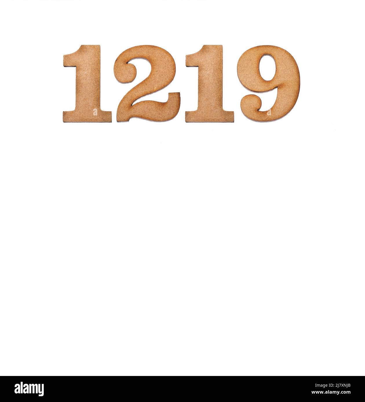 Number 1219 in wood, isolated on white background Stock Photo - Alamy