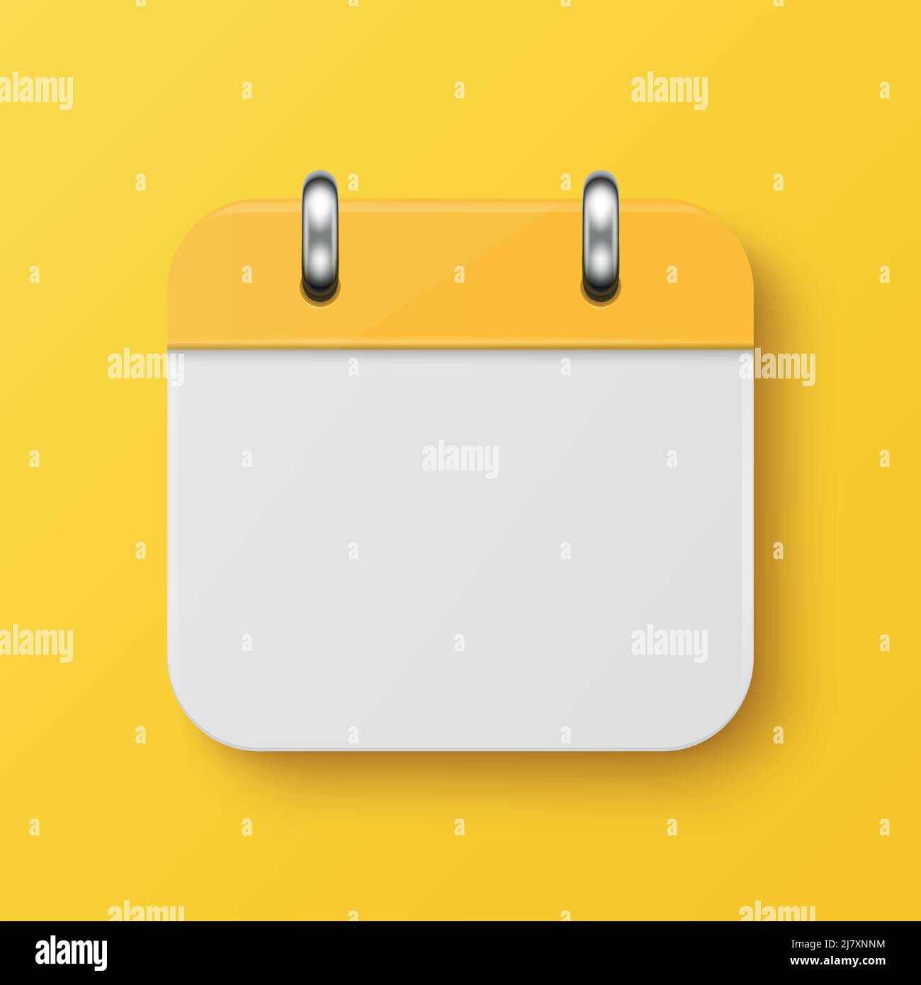 Vector 3d Realistic Simple Classic Minimalistic Yellow Calendar Icon on ...
