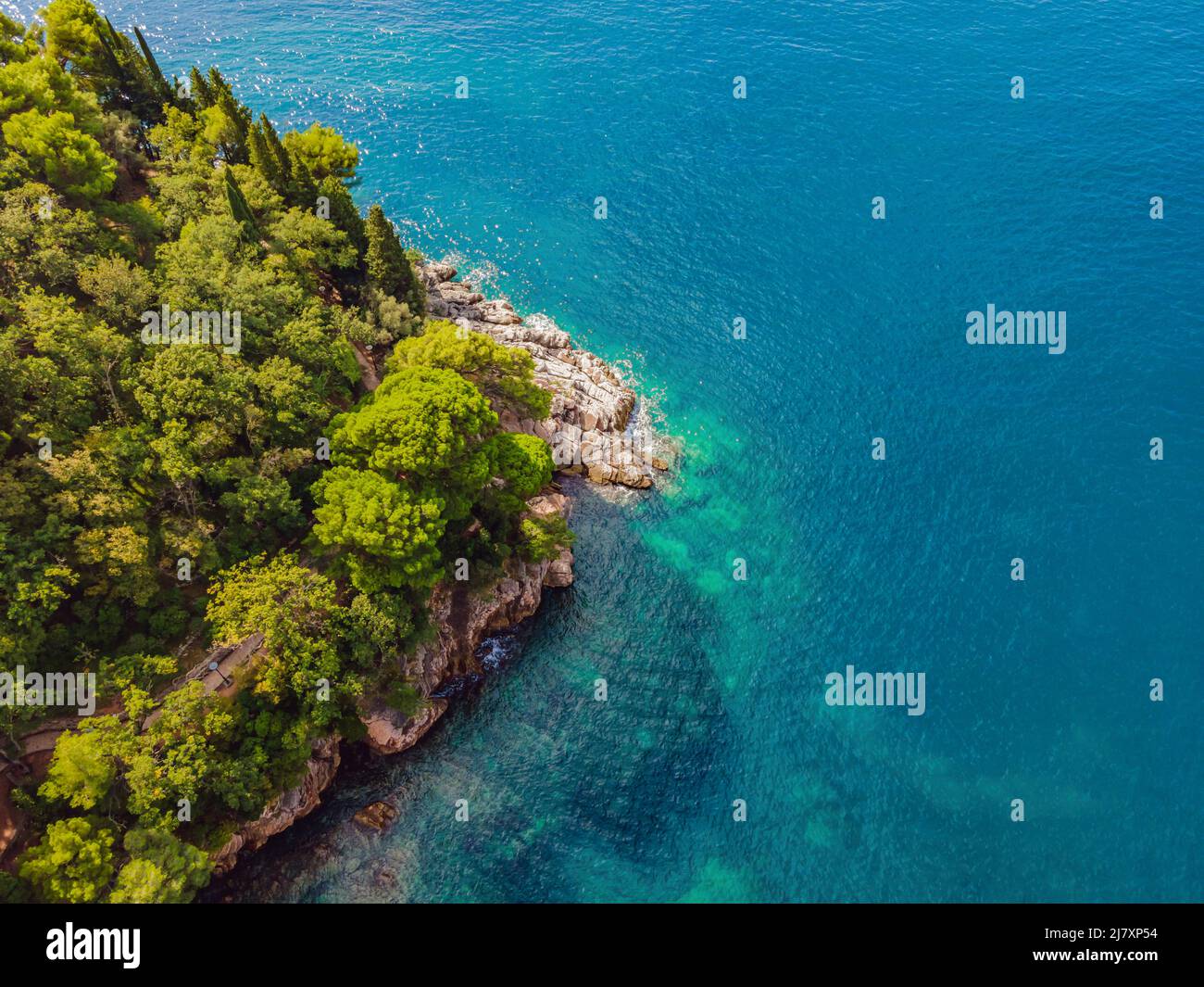 Aerial view of sea waves and fantastic Rocky coast, Montenegro Stock ...