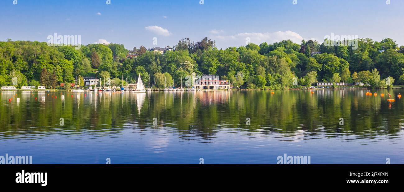 Panorama of the river Ruhr and lake Bladeney in Essen, Germany Stock ...
