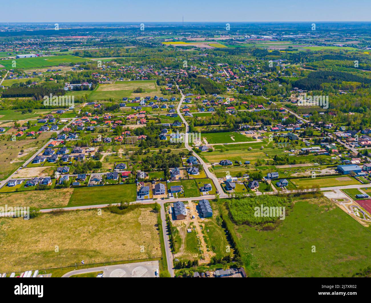 Aerial view of warehouse storages or industrial factory or logistics ...