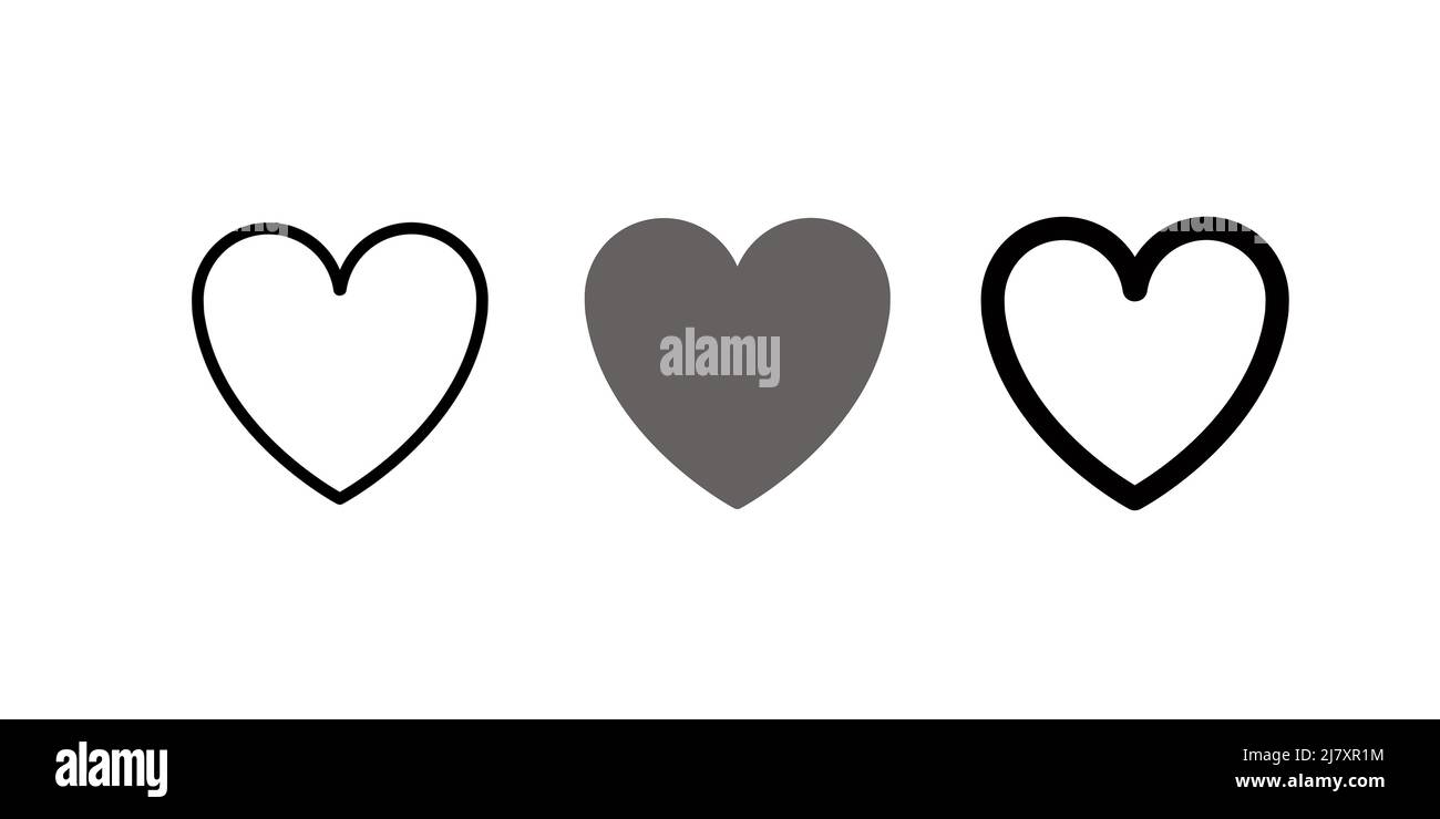 Heart icon collection. Live stream video, chat, likes, love symbol ...