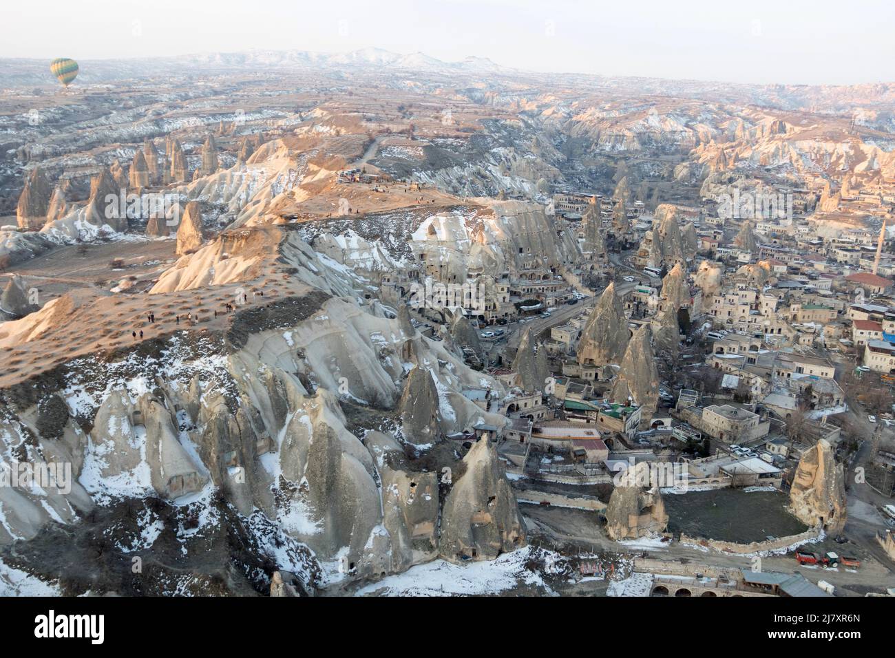 Cappadocia Turkey landscape at sunrise. Top view aerial photography ...