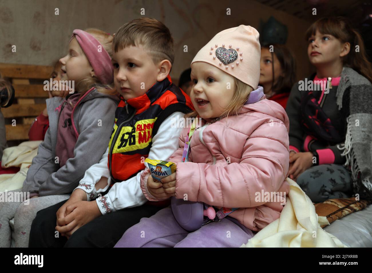 ODESA, UKRAINE - MAY 7, 2022 - Children watch a play staged by the ...