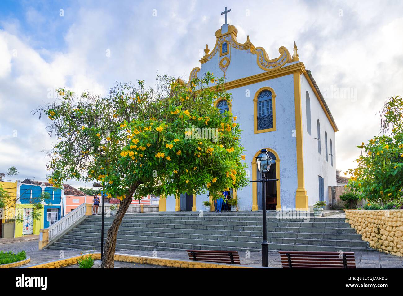 Front facade of colonial catholic church in the countryside of Brazil ...