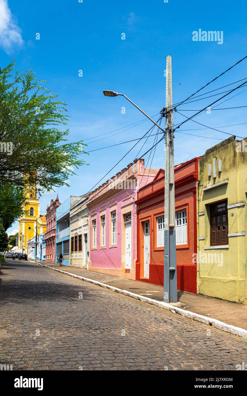 Street view with colorful traditional houses in Brazil Stock Photo - Alamy