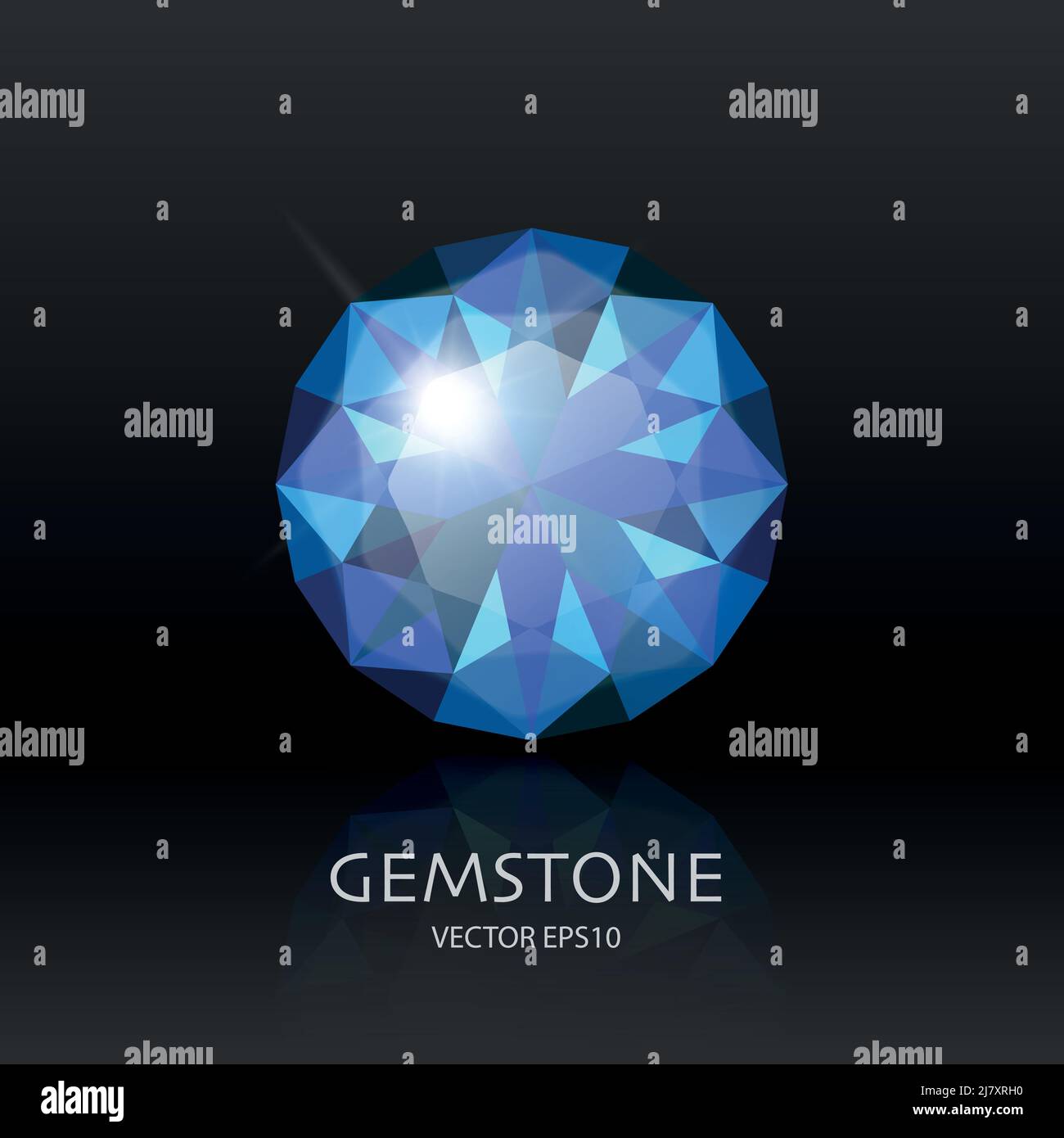 Vector Banner with 3d Realistic Blue Transparent Gemstone, Diamond ...