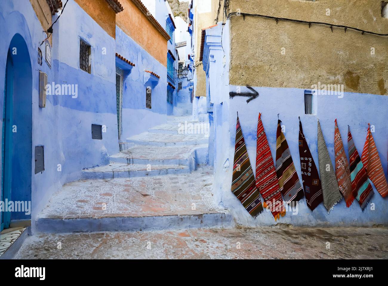 A Street in Blue Chefchaouen City, Morocco Stock Photo - Alamy
