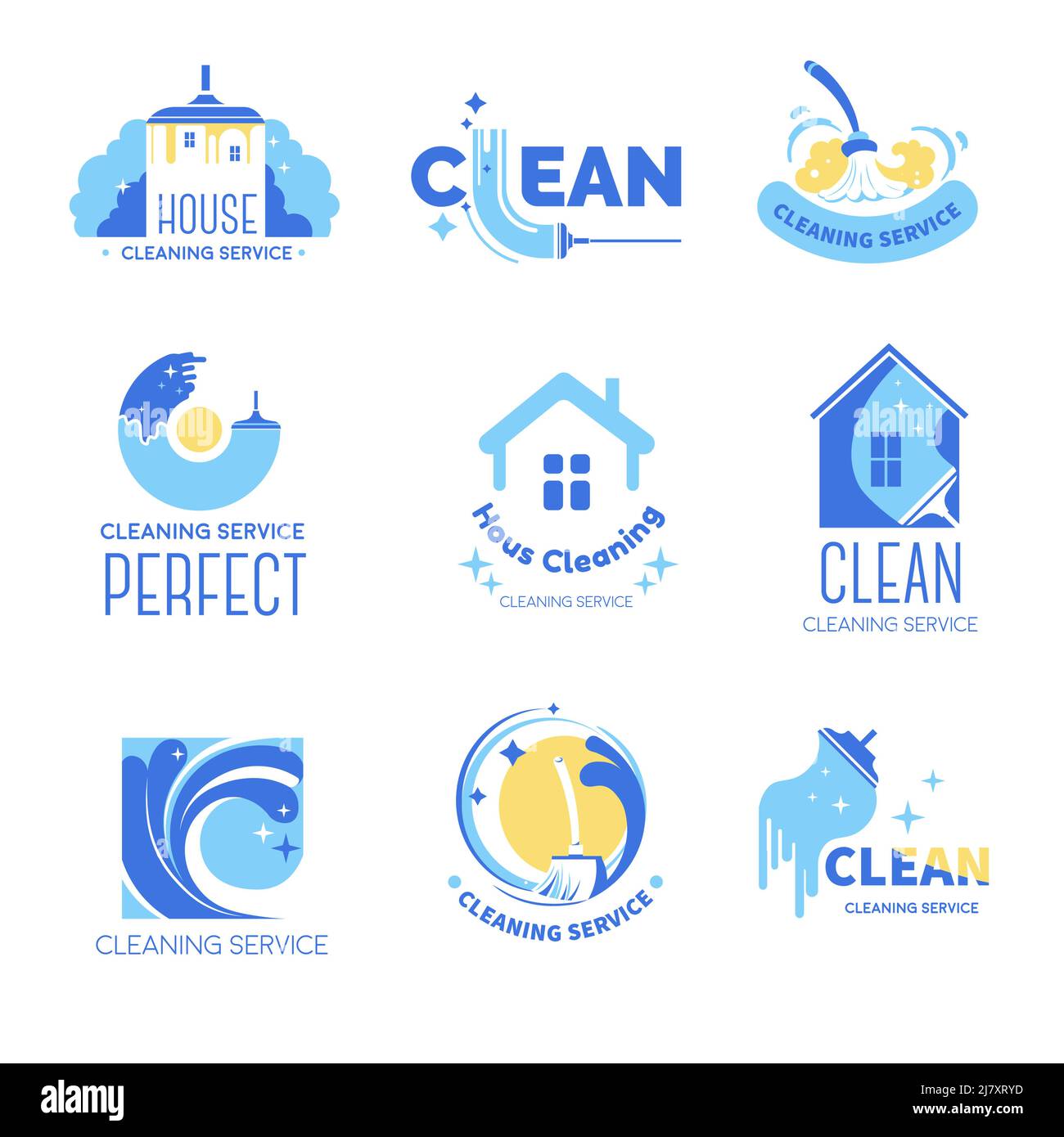 Cleaning service for home and office, labels set Stock Vector Image ...
