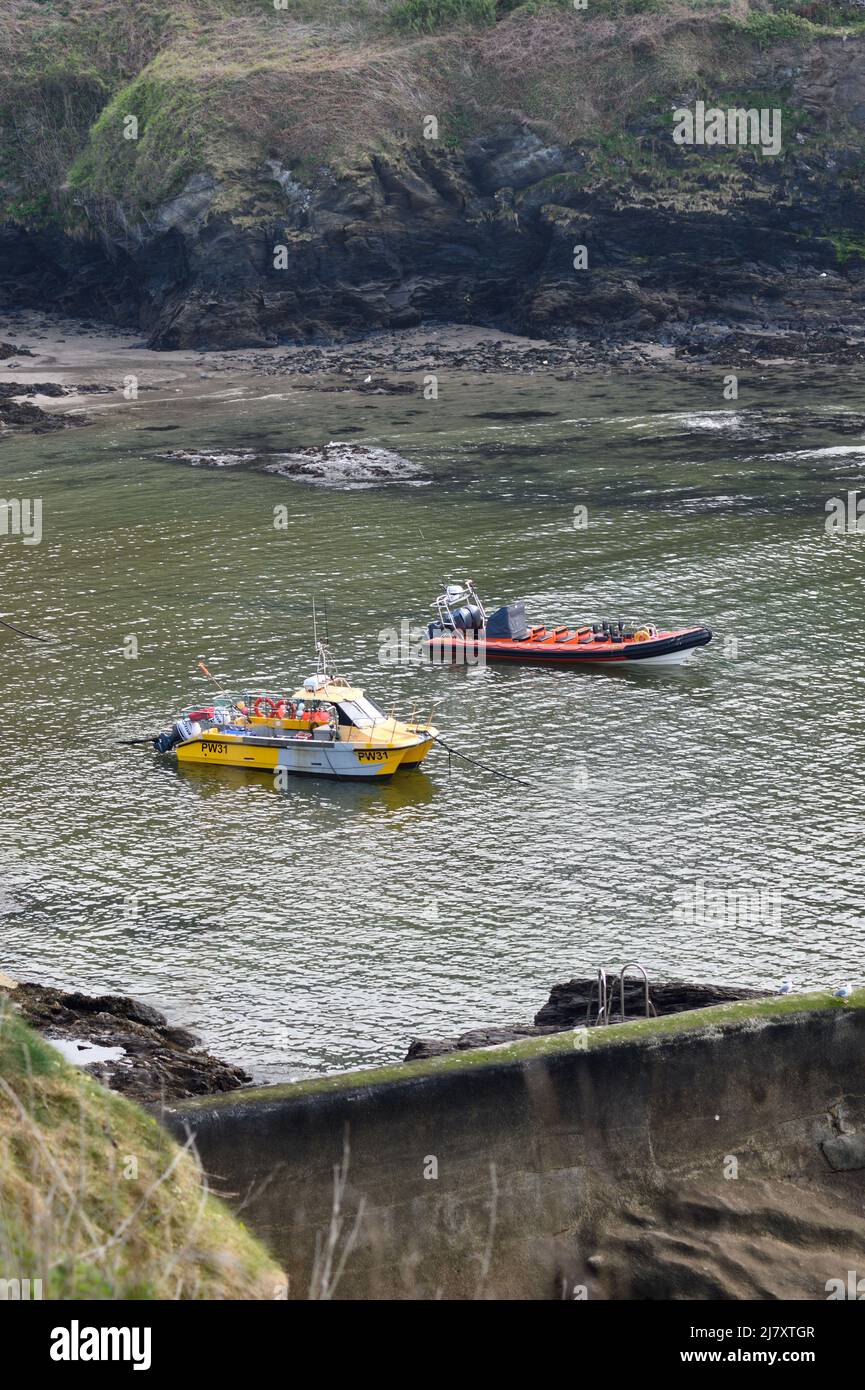 Fishing Boat and Pleasure Craft moored in Harbour Port Issac Cornwall ...
