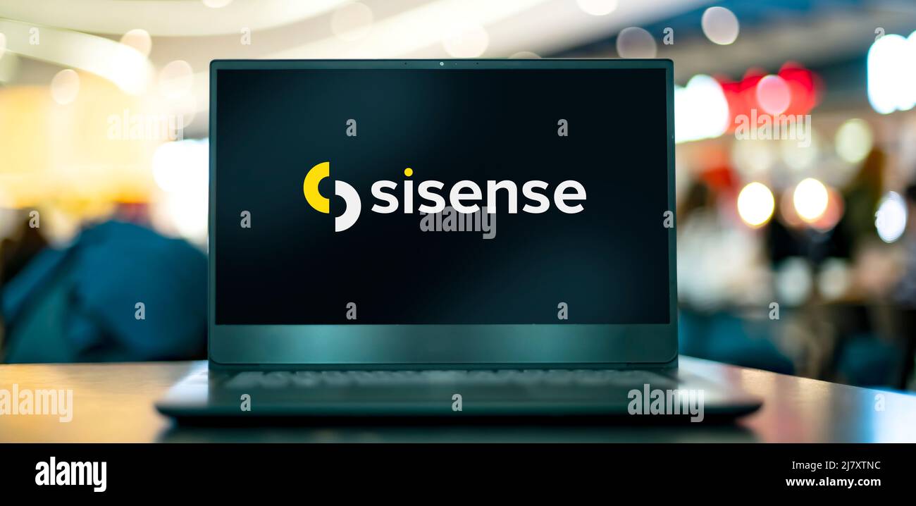 POZNAN, POL - APR 7, 2022: Laptop computer displaying logo of Sisense ...