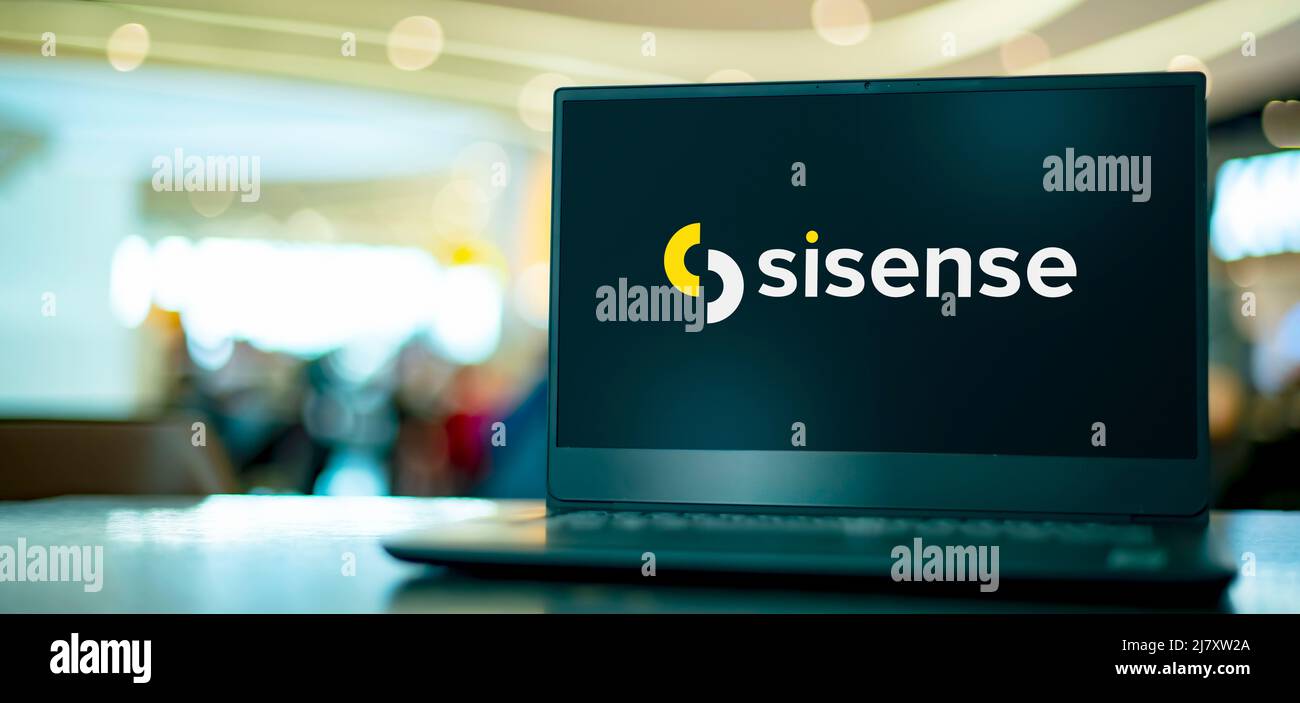 POZNAN, POL - APR 7, 2022: Laptop computer displaying logo of Sisense ...