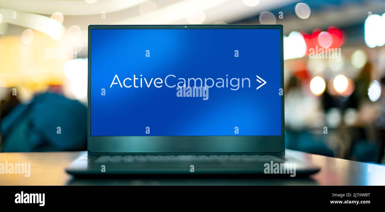 POZNAN, POL - APR 7, 2022: Laptop computer displaying logo of ...