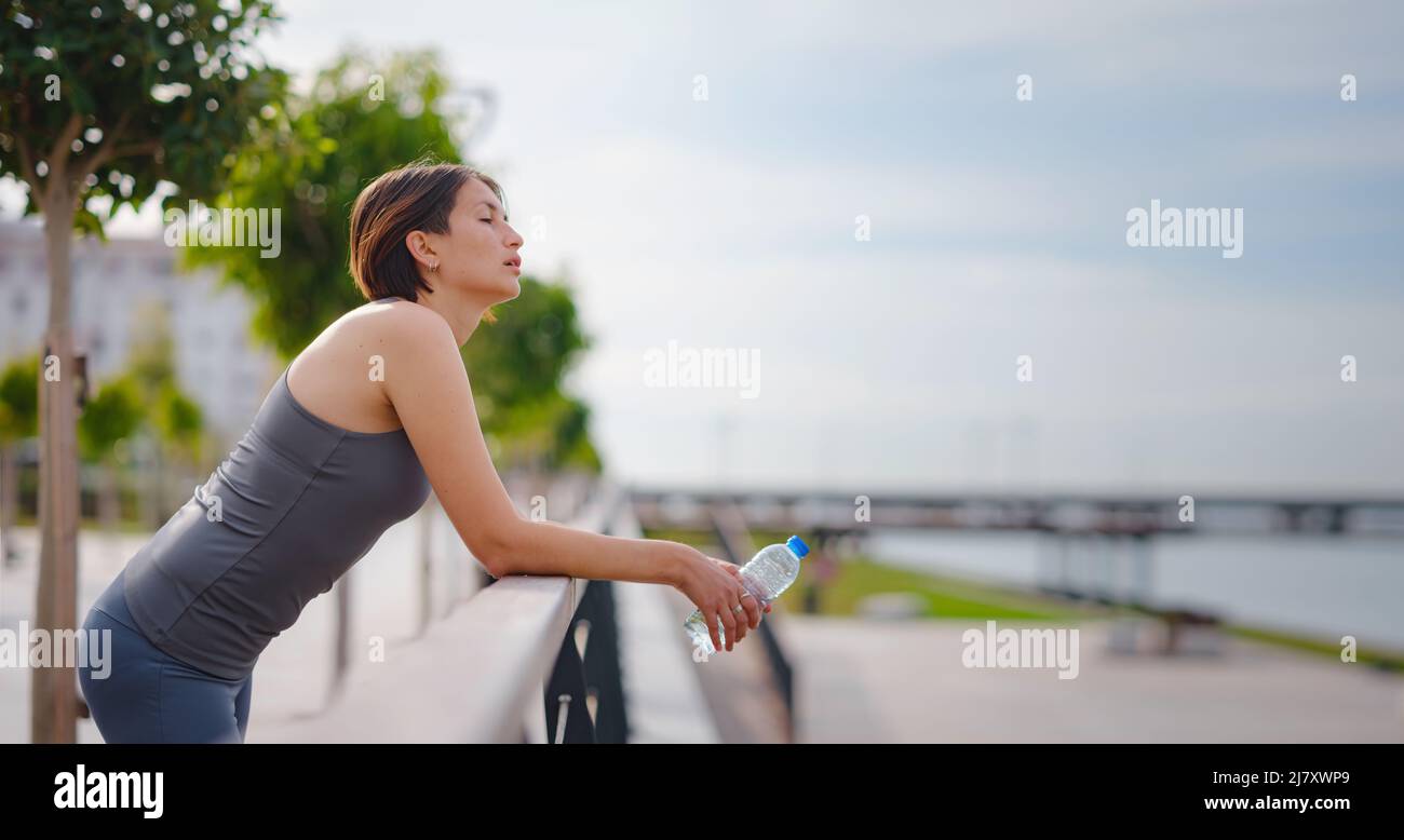 outdoor sports, workout and wellness concept. asian young strong ...