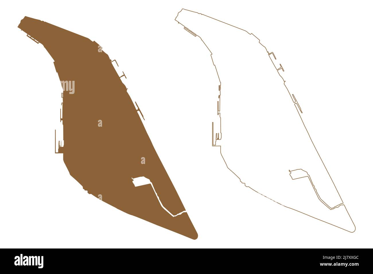 Willingdon Island (Republic of India, Indian Ocean) map vector ...