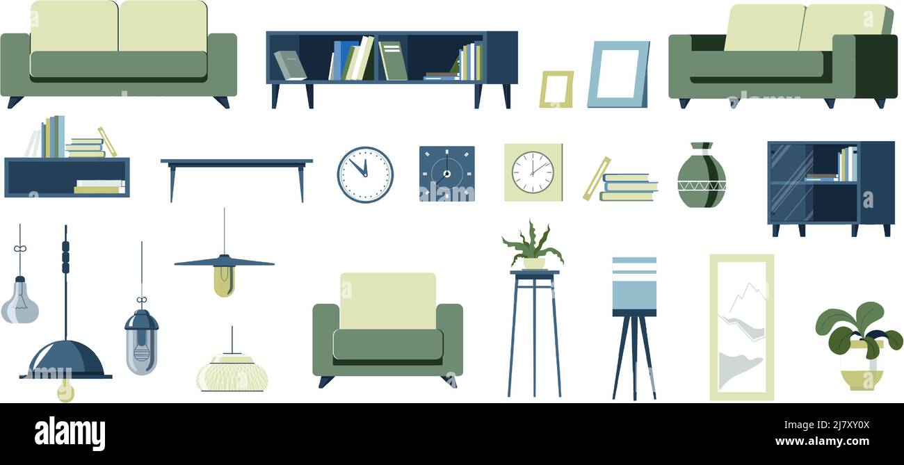 Home or office interior design, isolated furniture and decoration for ...