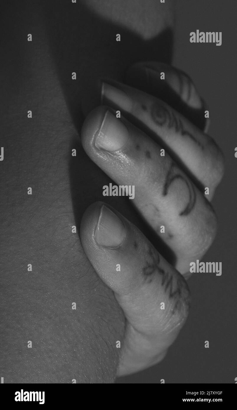 Fingers. Detailed texture of human female skin. Close up part of woman ...