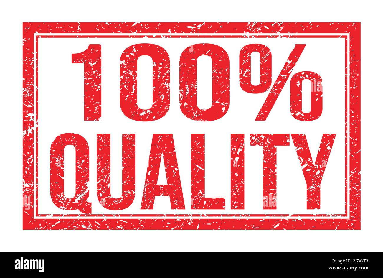 100% QUALITY, words written on red rectangle stamp sign Stock Photo - Alamy